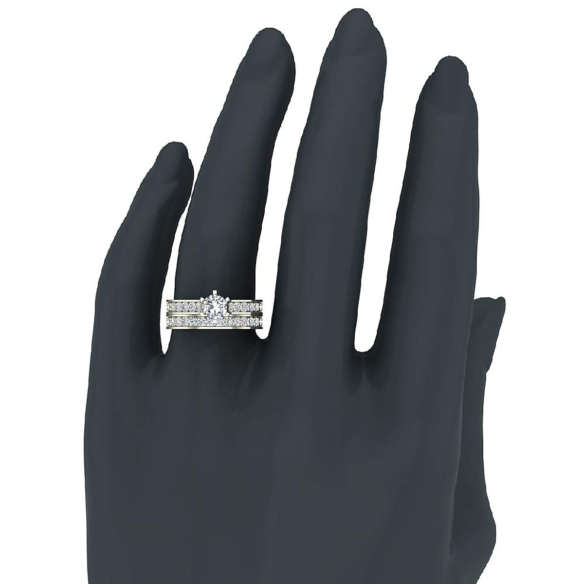 Glitz Design Classic Channel Engagement Ring Set Sparkling Diamond Wedding Set 1.10 ctw 14K White Gold (G, SI) RS 10