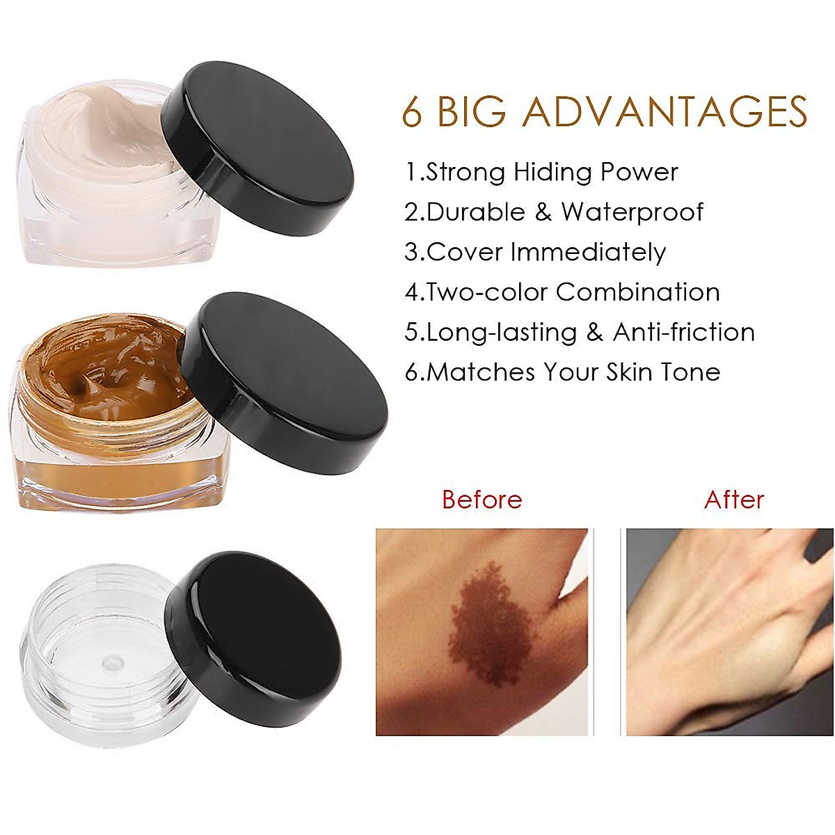 Waterproof Tattoo Cover-Up Makeup Set, Tattoo Skin Cover Concealer Cream for Dark Spots, Scars, Vitiligo, And More - Tattoo Cover-Up Makeup - Use on Body, For Legs