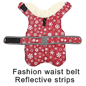 JoyDaog Reflective Belt Dog Coats for Small Dogs,Reversible Warm Puppy Jacket for Cold Winter,Christmas Red S