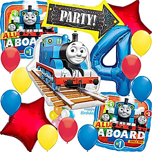 amscan Foil Balloons, for Thomas the Train Party Collection, Party Accessory, Multicolor, 4th Birthday