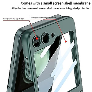 phone protective flip case Slim Case Compatible with Samsung Galaxy Z Flip 5 Case with Outer Screen Protector Case,Thin Hard PC Case Fashion Protective Case with Built-in Metal Ring Protective Holster