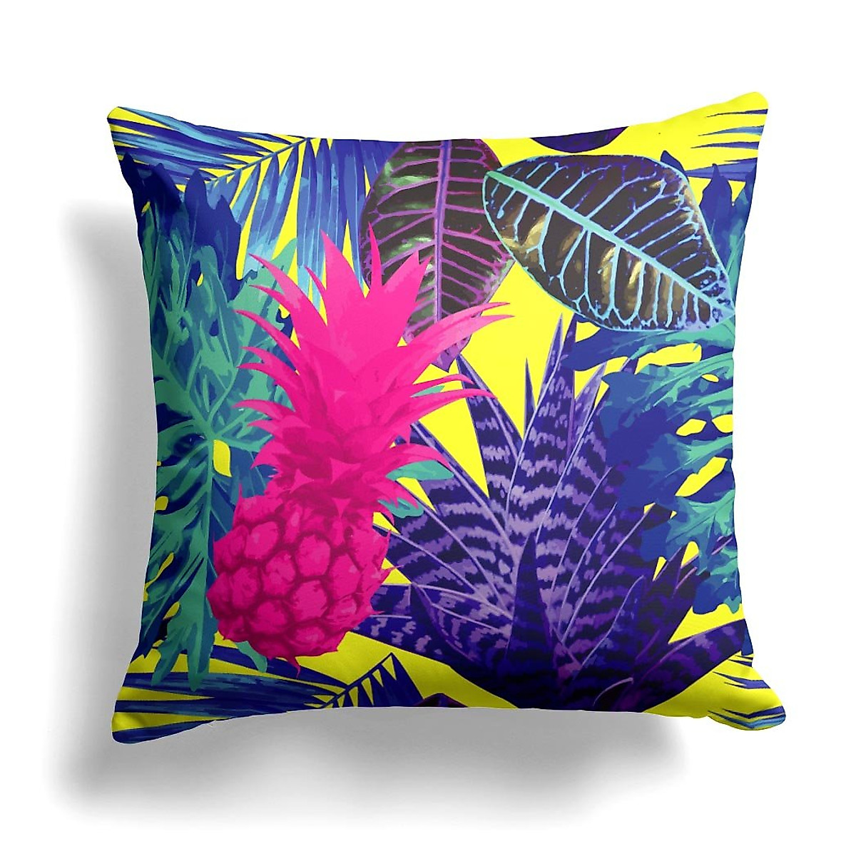 iiRov Summer Design Ink-Fuzed Decorative Throw Pillow - Hype Fluorescent Summer Pineapple Pattern