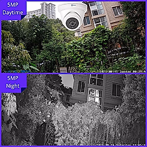 Guaddaole 5MP PoE IP Camera Outdoor with Person Detection, 5MP Dome Security IP Camera with Audio, 98ft IR Night Vision, 2.8mm Lens with Wide Angle, IP66 Weatherproof, H.265/H.264(2592x1944@30fps)