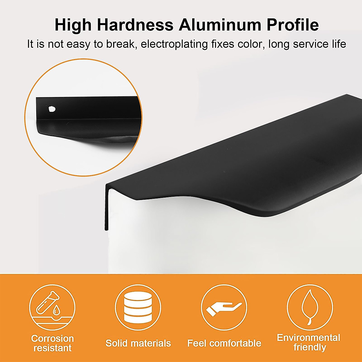 MOROBOR 8Pcs Mount Finger Edge Pull Handle 150mm Black Finger Pulls Aluminum Concealed Handle Furniture Drawer Handles for Home Kitchen Door Drawer Cabinet with Screws