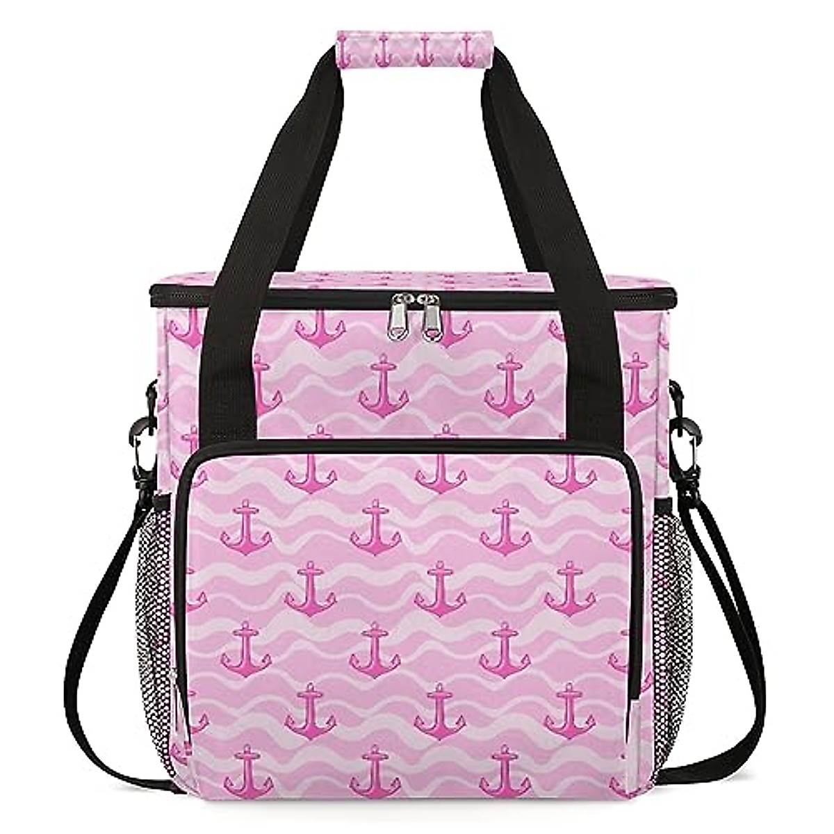 cfpolar Coffee Maker Carrying Bag Pink Anchor Travel Coffee Machine Bag Carrying Organizer Case Portable Single Serve Coffee Brewer Tote Bag Storage Bag for Camping Picnic