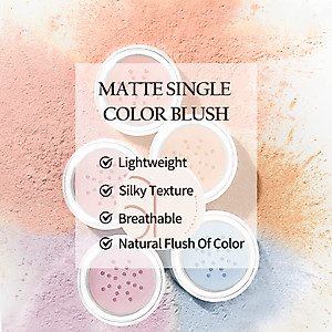 Boobeen Matte Blush Powder Makeup Loose Powder Face Blushes Single Color Blush Rouge Powder Natural Pink Blush for cheeks, Easily Blends, Smoothly with Satin Matte Look