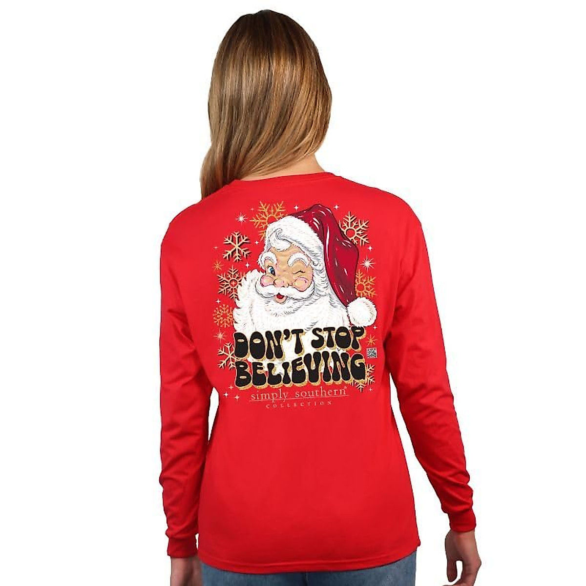 Simply Southern Don't Stop Believing Women's Long Sleeve T-Shirt (X-Large) Red