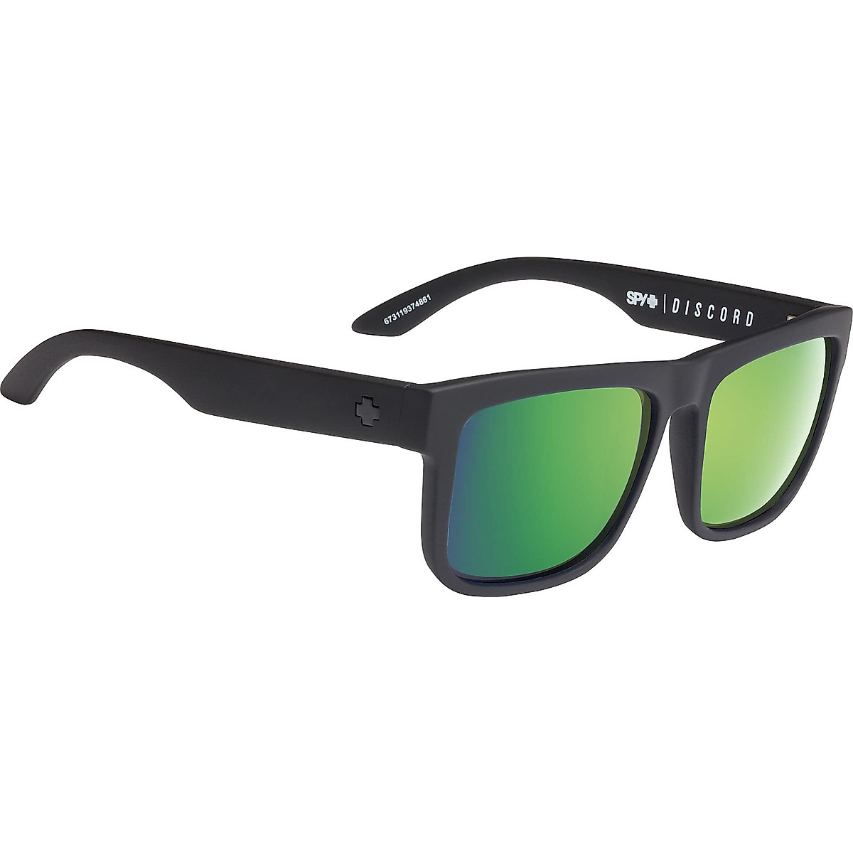 Spy Optic Discord Polarized Square Sunglasses, Matte Black/Happy Bronze Polar & Green Spectra, 57 mm
