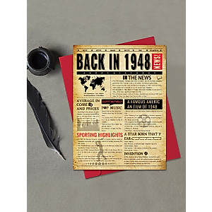 Inbufruy Funny 76th Birthday Card fo Man Woman, 1948 Vintage Birthday Cards for Him Her, Jumbo 76 Year Old Birthday Gift Cards for Grandpa Grandma Mom Dad, 76 Years Anniversary Card for Husband Wife