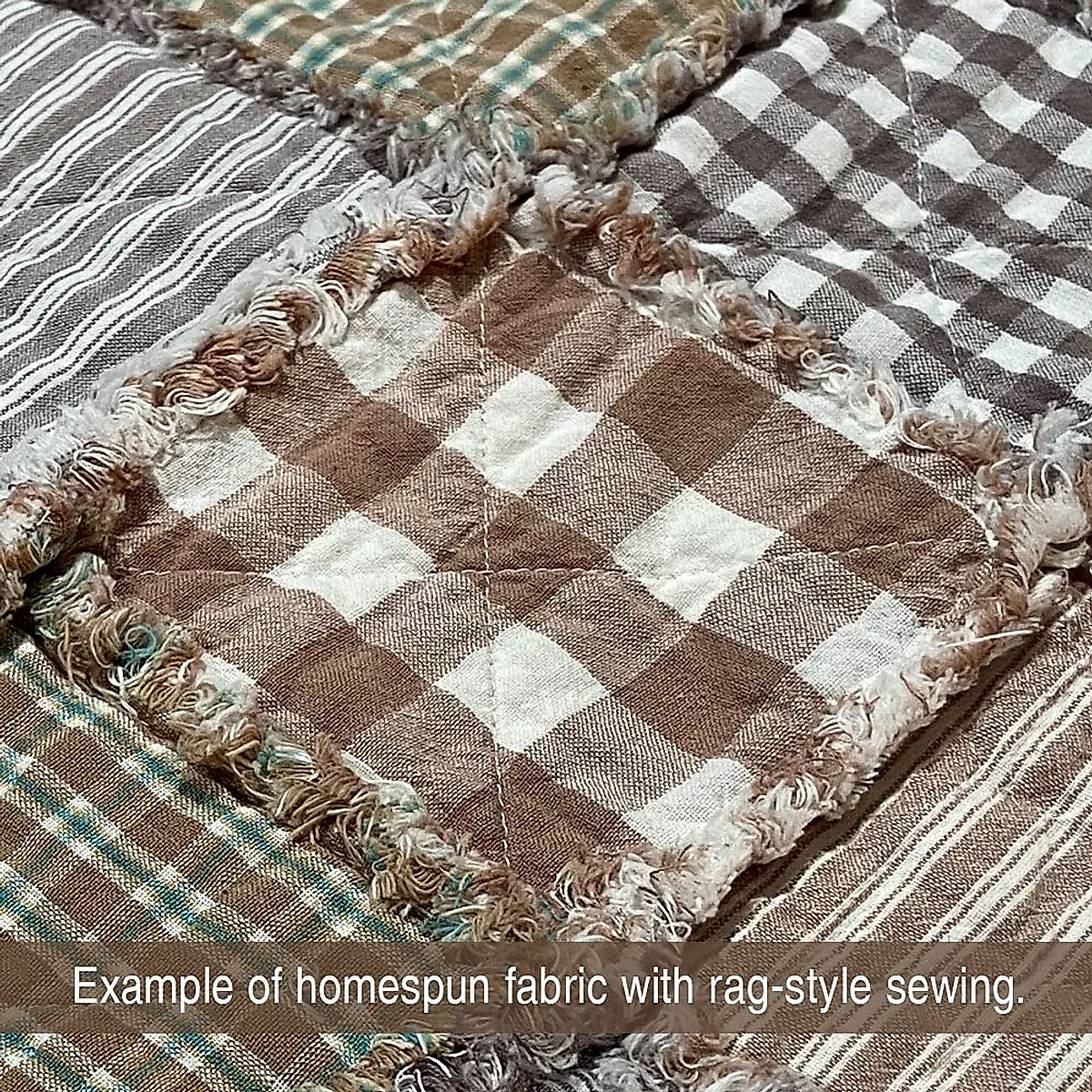 Oatmeal Buffalo Taupe Plaid Cotton Homespun Plaid Fabric by JCS - Sold by The Yard