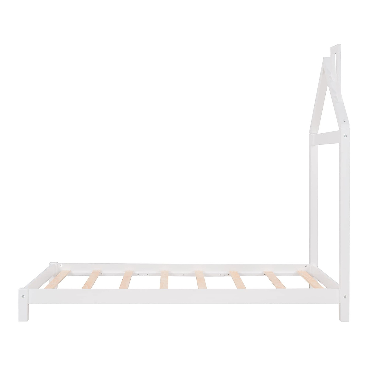 Twin Size House Platform Bed Frame Mattress Foundation with Headboard/No Box Spring Needed/Easy Assembly, White