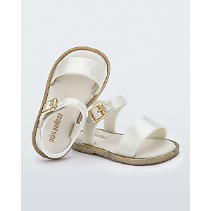 mini melissa Mar Sandal for Babies, White/Glitter, 7