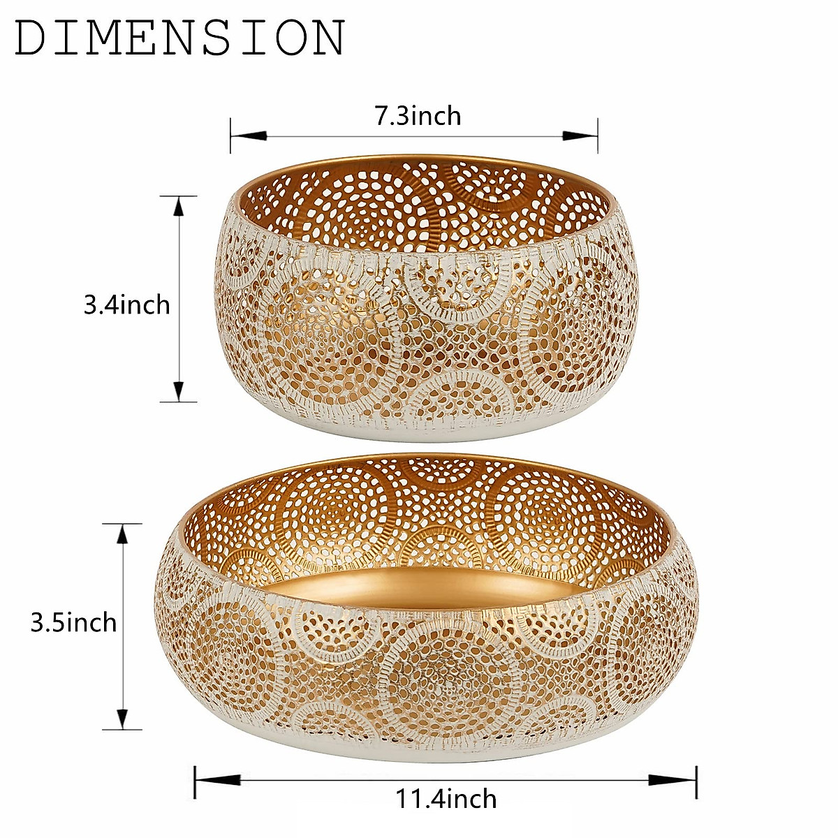 JAZUIHA Fruit Bowl Metal Fruit Basket 2pack Candy Fruit and Vegetables Holder for Kitchen, Counter, Dining Room, Table Office, Home Decor (Gold)