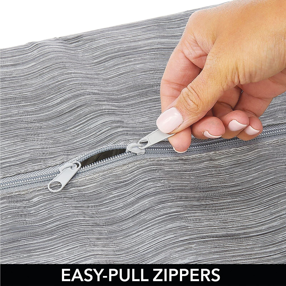 mDesign Extra Large Christmas Tree Storage Bag with Handles - Zippered Storage Tote - Durable Storage Container For Artificial Christmas Tree, Wreaths, Garland and Holiday Decor - Striped, Taupe/Tan