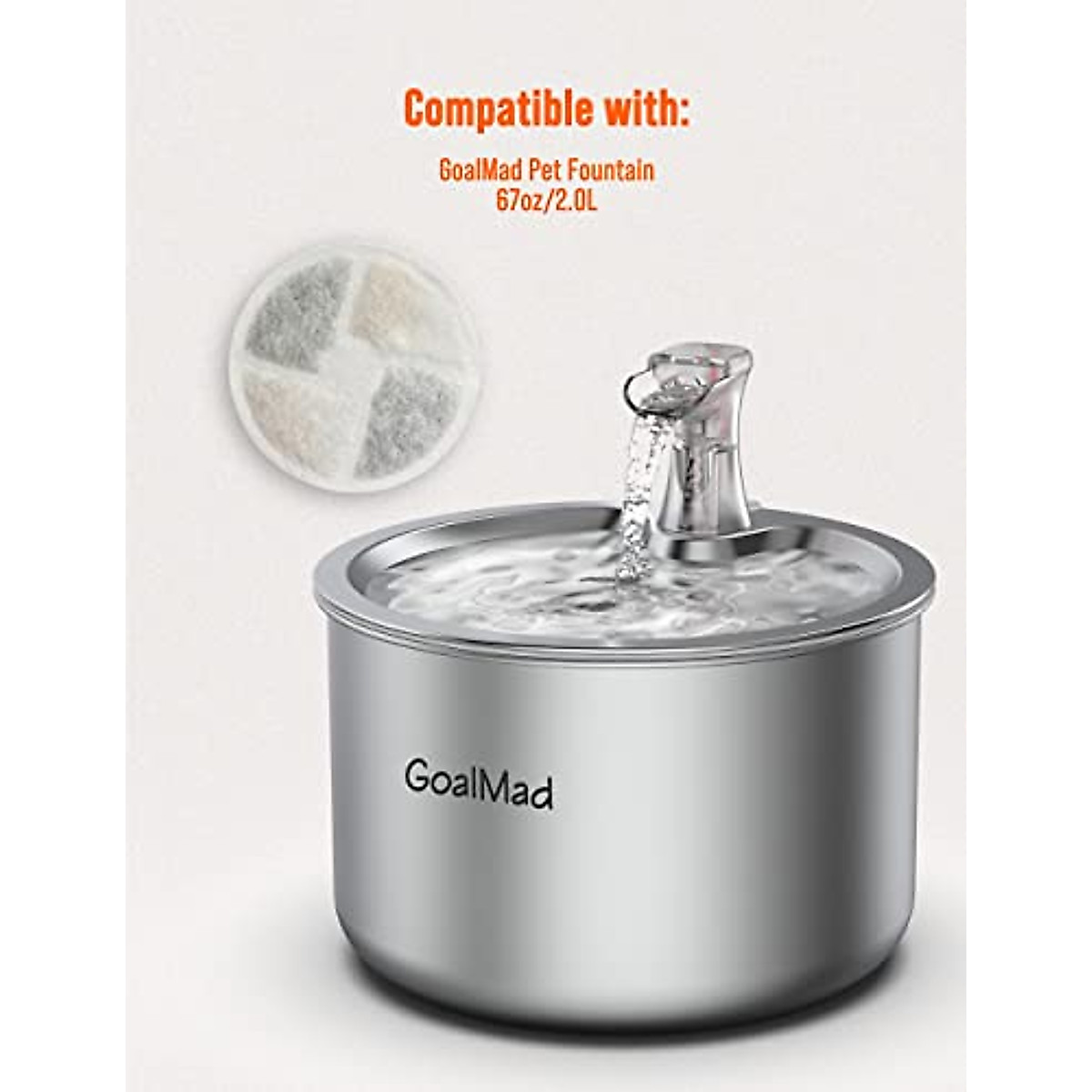 GoalMad Replacement Filters for 67oz/2.0L Automatic Cat Water Fountain Pet Water Bowl Drinking Water Dispenser