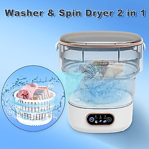 Portable Washing Machine, 15L Mini Foldable Small Washer with Spin Dry 3 Modes Underwear Lavadora Deep Clean for Baby Clothes Socks, Apartment, RV, Camping, Travel Laundry