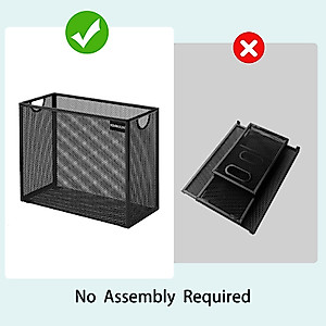 Sinboun Hanging File Organizer Letter-Size File Holder Filing Storage Box - Metal Mesh Magazine Book Letter Storage Cabinets File Cart for Office Home School, Easy Installation