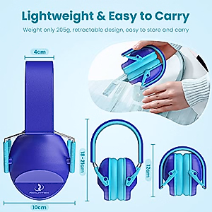 RIIKUNTEK Kids Ear Protection Safety Ear Muffs, Hearing Protectors Noise Cancelling for Children, Adjustable Noise Reduction Earmuffs for Sports Events, Concerts, Racing, Fireworks, Air Shows - Blue