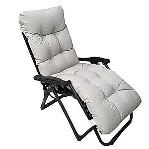 COGINQUS Waterproof Outdoor Lounge Chair Cushion 65 Inch-Sun Patio Chaise Lounger Cushion with Ties and Top Cover (Light Gray, 65 inch)