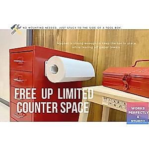 Magnetic Paper Towel Holder for Refrigerator- for Toolbox, Grill, RV, Fridge, Magnetic Towel Bar for Garage, Laundry Room, Bathroom, Kitchen, Metal White