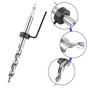3/8" Twist Step Drill Bit Hex Shank Pocket Hole Drill Bit with Adjustable Depth Stop Collar for Pocket Hole Jig Kit