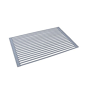 Tiilan Roll Up Dish Drying Rack Over The Sink, Dish Drainer, Heat Resistant Trivet Mat for Kitchen - Full Silicone Coating - Warm Gray, 20.5" x 13"