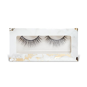 100 Pack Empty Eyelash Packaging Box with Tray, Marble Gold Foil False Lash Holder Case for Wholesale