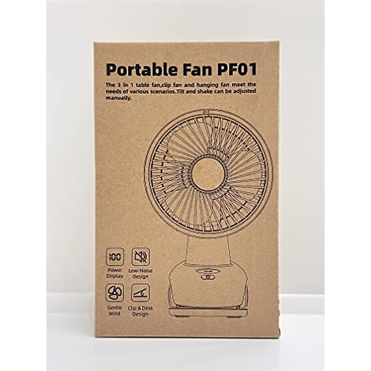 Brigii Desk&Clip Fan, Small Fan 14H Long Battery Life, Battery Level Display, 5 INCH Travel Fan, 4-Speed, Type-C Rechargeable-PF01(White)