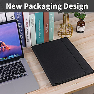 Trifold Cover for Rocketbook Fusion, Panda, Everlast, Letter Size, Multi A4 Size Notebook Case with Pen Loop, Waterproof Fabric, Zipper Pocket, Business Card Holder, 8.5" x 11"inch (Black)