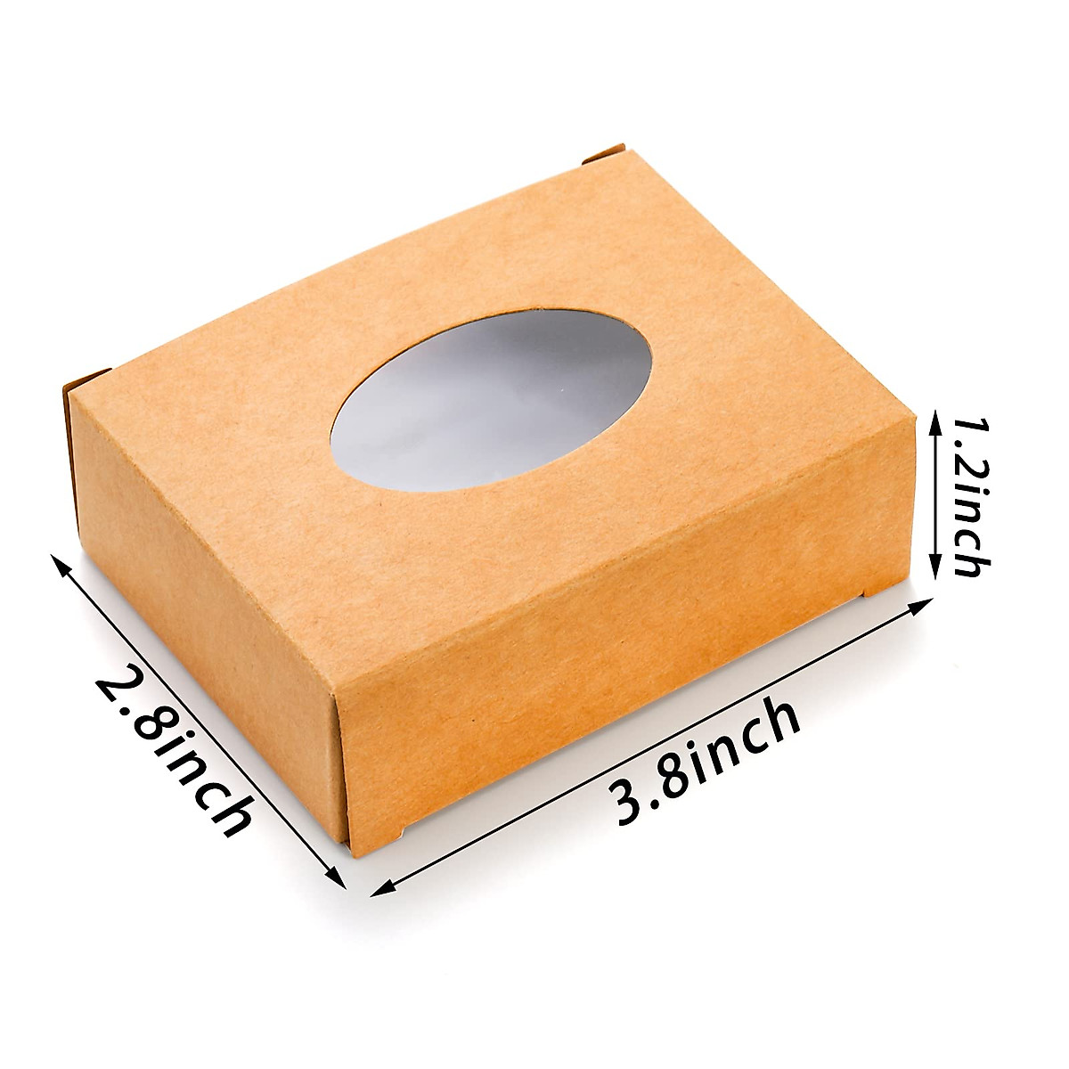 SOUJOY 100 Pack Soap Boxes for Handmade Soap, Paper Treat Boxes with Clear Window, Kraft Soap Making Supplies Packaging for Bakery, Candy, Jewelry, Party Treats