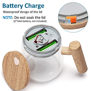 VAlinks Self Stirring Coffee Mug, Glass Electric Self Mixing Cup with Lid & Handle, 400ml Auto Self Stirring Cup To Stir Coffee, Mixed Milk, Powder for Office Home (2*AAA Battery Power)