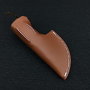 HUAAO Mini Cleaver Knife EDC Small Fixed Blade Knife with Sheath, 2.7'' 7Cr13MoV Steel Blade Wood Handle, Small Cleaver Knife, 4.9 oz