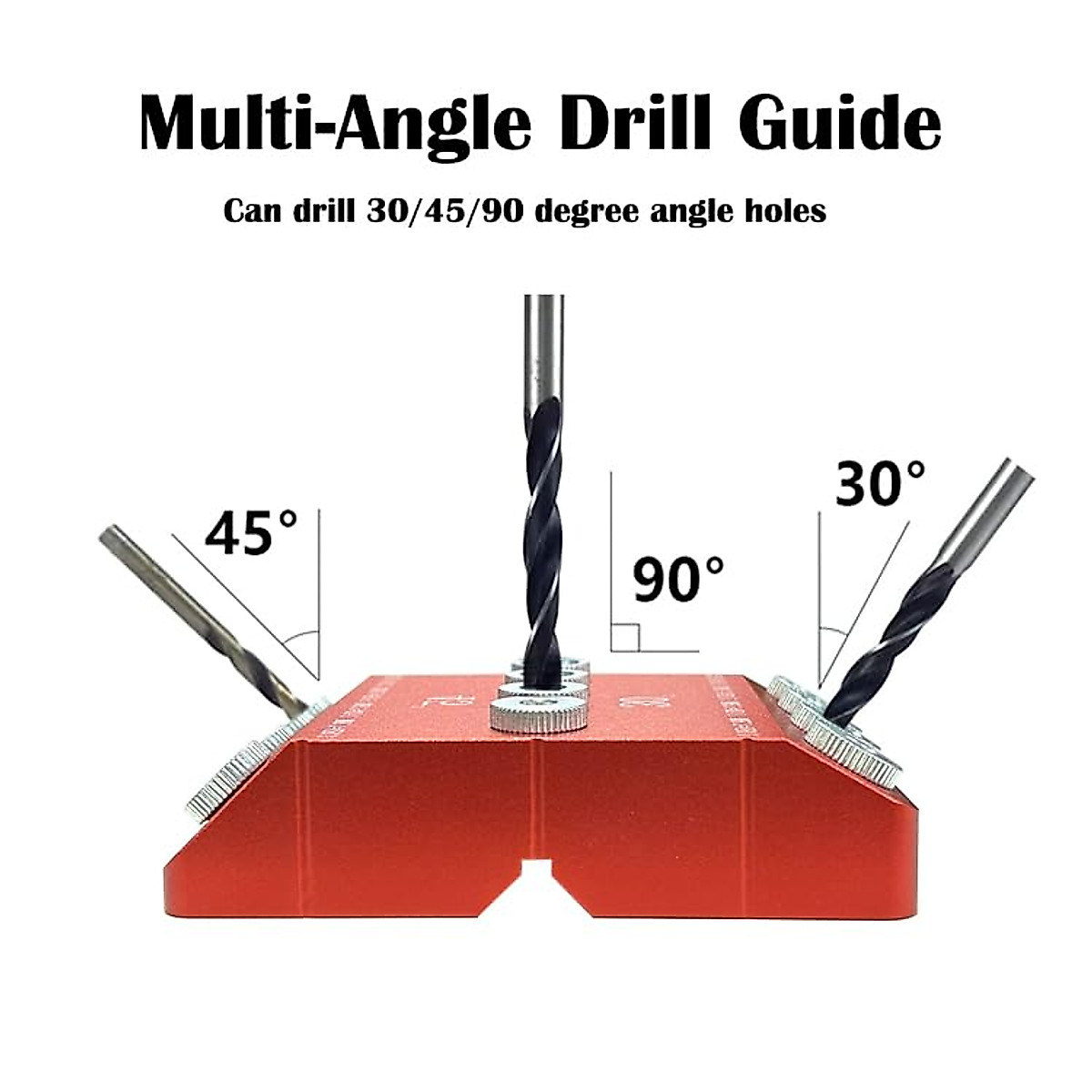 YuanTenhwy 4 Sizes 30 45 90 Degree Angle Drill Guide Jig for Angled Hole and Straight Hole,Drill Block，Dowel Drill Guide，Stair Wire Handrail, Deck Cable Railing Lag Screw Drilling Template Block