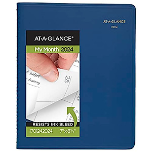 AT-A-GLANCE 2024 Monthly Planner, 7" x 8-3/4", Medium, Fashion, Blue (701242024)