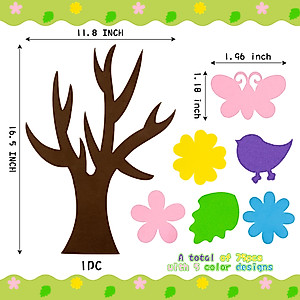 HubirdSall 76Pcs Spring Tree Craft Kit for Kids DIY Foam Springtime Bulletin Board Set with Flower Leaf Butterfly Bird Stickers Self Adhesive, Art Project Family Classroom Activity Home Decoration