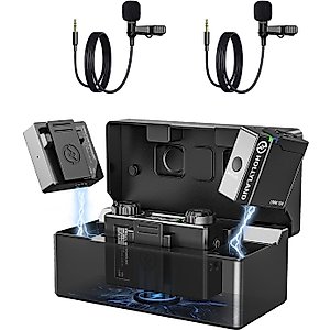 Hollyland Lark 150 Wireless Lavalier Microphone with Charging Case, Lapel Mic with 3 Audio Modes, 18H Battery, 330ft (100m) Range, 5ms Latency, Compatible with Camera, Android, PC, Black
