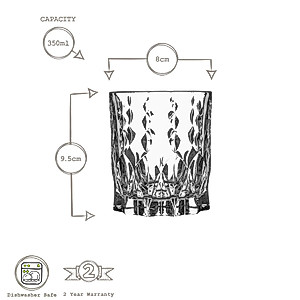 RCR 27277020006 Marilyn Short Whisky/Water Juice Glasses Tumblers, Set of 6, 340ml, Dishwasher Safe, Stemless, Ideal for Scotch, Bourbon, Old Fashioned Cocktails, Perfect for Home, Events & Parties