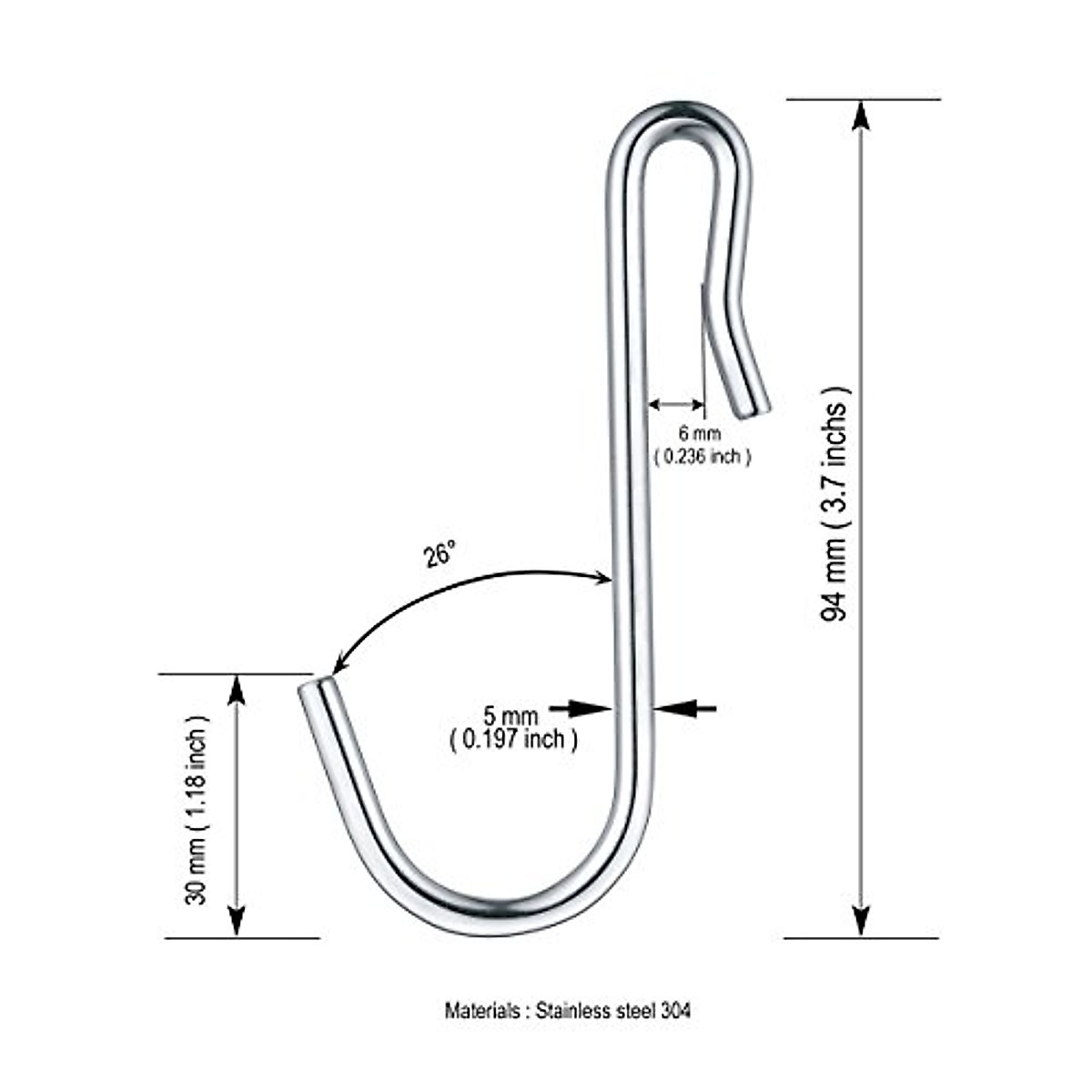 eeZe Rack ST-JH-01 304 Stainless Steel Heavy Duty S Hooks S Shaped Hooks Hangers (20-pack, 304 Stainless)
