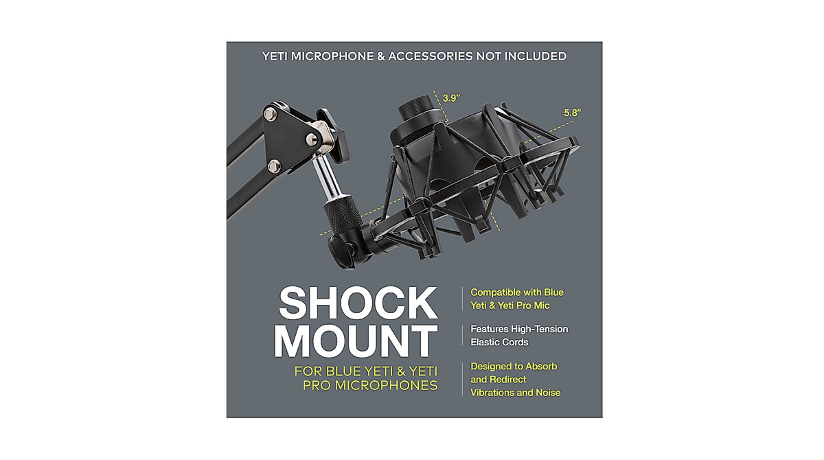 Knox Gear Shock Mount for Blue Yeti - Anti-Vibration Mic Holder