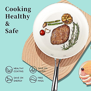 WANGYUANJI Nonstick Ceramic Saute Pan 9.44",Non-toxic Deep Frying Pan,Stain-Resistant And Easy To Clean Dishwasher Safe, Oven Safe Perfect Skillet