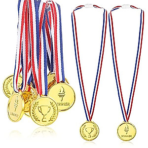 Caydo 72 Pieces Children's Gold Plastic Winner Award Medals for Kids Party Favor Decorations and Sports