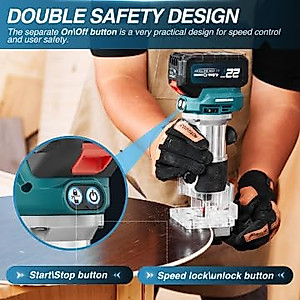 Saker Brushless Router Tool Cordless,Compact Router Tool,Wood Router for Woodworking,Lithium-Ion Brushless Motor for Edge Trimming with Adjustable Speed for DIY Projects