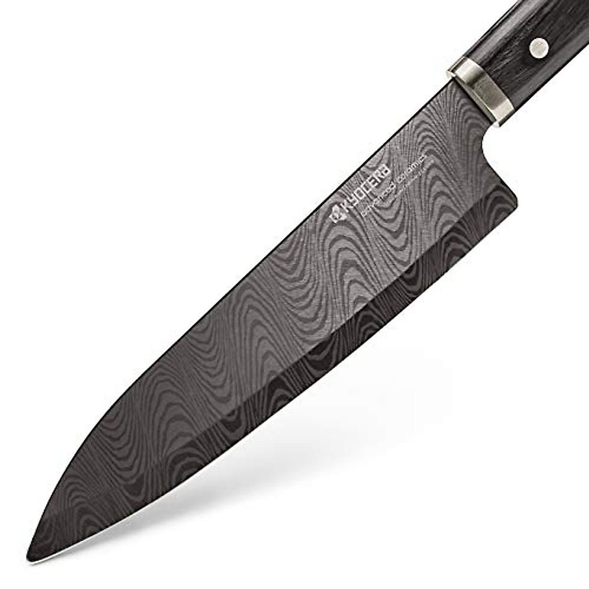 Kyocera Premier Elite Ceramic Chef's Knife with Triple-Riveted Handle, 7", Black