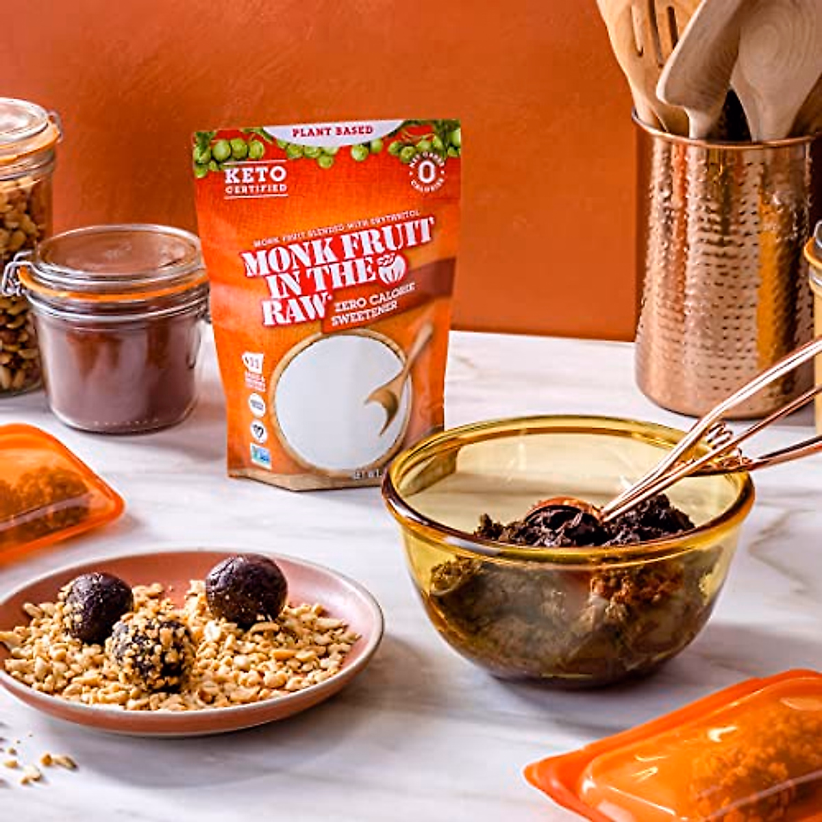 MONK FRUIT IN THE RAW, Natural Monk Fruit Sweetener w/ Erythritol, Sugar-Free Keto, Gluten Free, Zero Calorie, Low Carb, Vegan, Sugar Substitute, 16 oz. Baking Bag (Pack of 1)