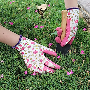 GECP Gardening Gloves for Women, Breathable Rubber Coated, 12 Pairs Floral Yard Garden Work Gloves Pink Small