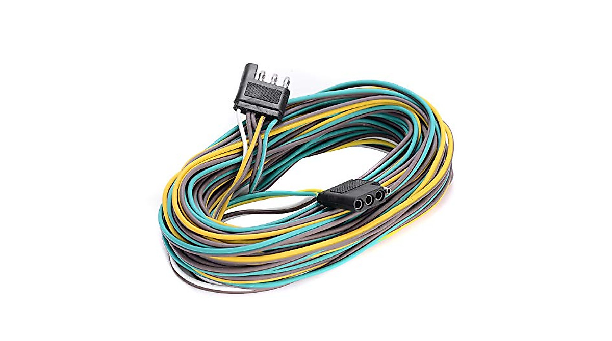 EXERAUO Trailer Wiring Harness Kit 4 Pin Flat 21ft & 4ft Wire Connector