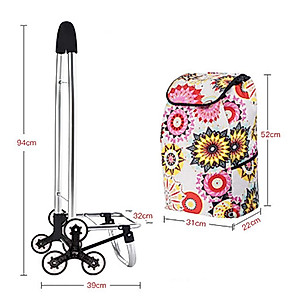 SH-gwtc Shopping Trolley,Foldable Shopping Cart Six Wheels Climbing Trolly/Aluminum Alloy/Waterproof Shopping Bag (Color : A)