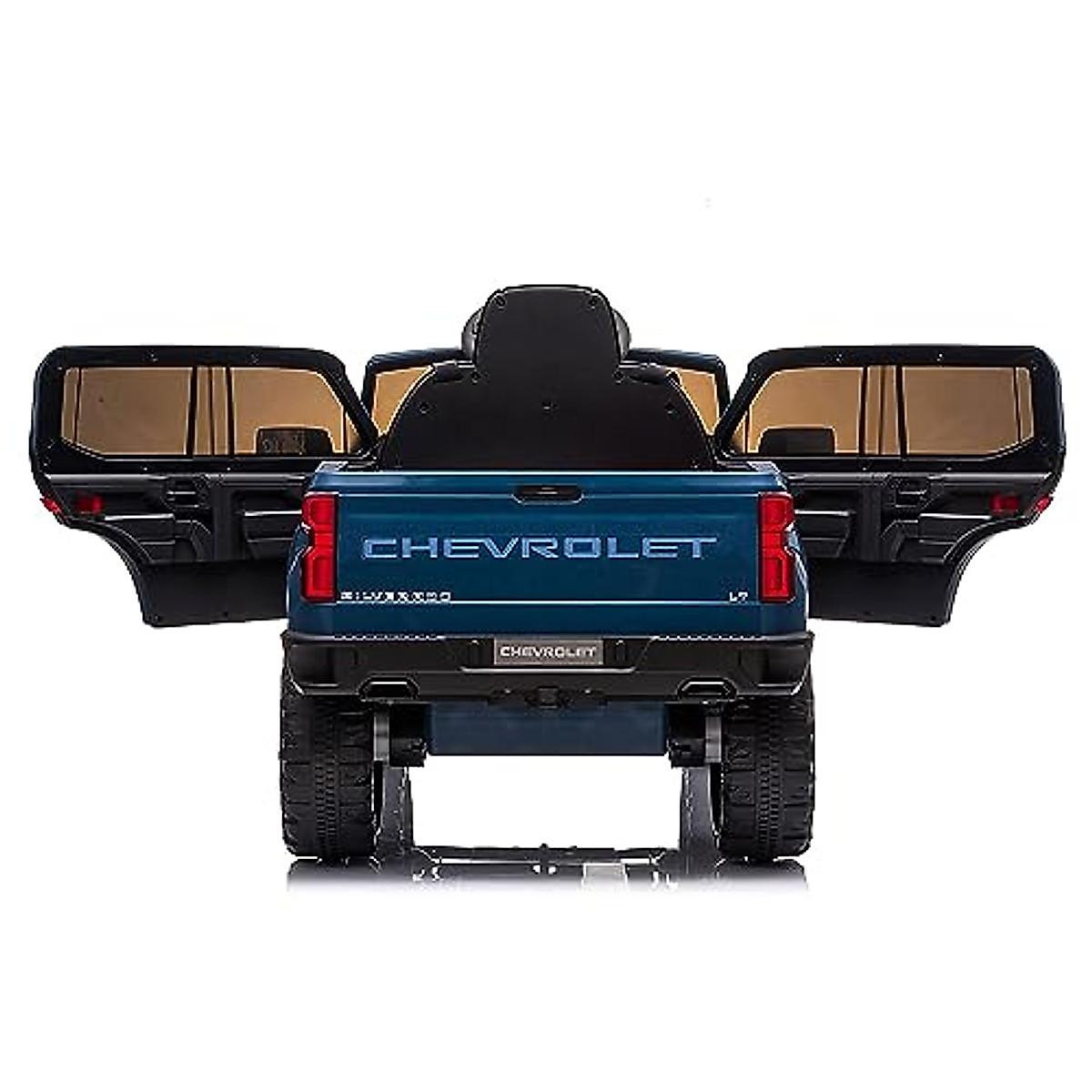 Dakott Chevy Silverado Z71 Trail Boss Monster Truck Four Powerful Motors 12V 4x4 Big Wheels Ride On Monster Truck for Kids, Large, Blue