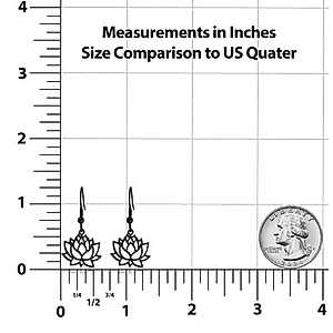 Lotus Flower Stainless Steel Dangle Earrings (Black)