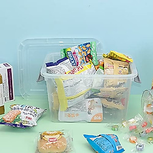 Nesmilers 6 Packs Plastic Storage Boxes, Small Clear Bins with Lids, 6 Liter
